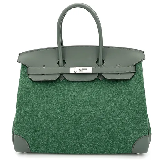 HERMÈS Birkin 35 Handbag in Vert Anglais Vert Fonce Todoo Feutre and ...