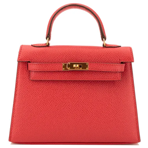 Very Good ( Rank A) HERMÈS Vintage Mini Kelly 20 Bleu France (71) Gold ...