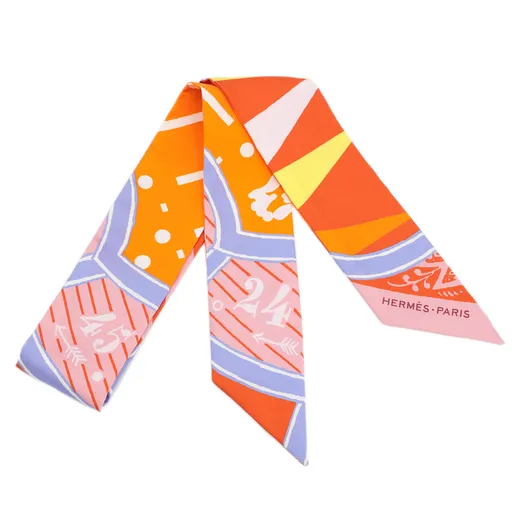 Unused ( Rank NS ) HERMÈS Twilly De l'Ombrelle aux Duels Pink Blue Silk