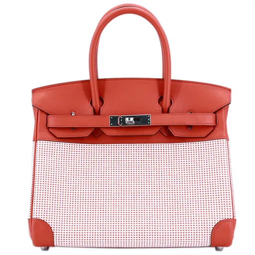 HERMÈS Limited Edition Birkin Quadrille 30 handbag in Tri-color Toile ...