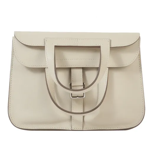 HERMÈS Halzan Mini handbag in Craie Swift leather with Palladium hardware