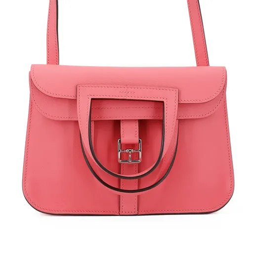 HERMÈS Halzan Mini handbag in Rose Azalee Evercolor leather with ...