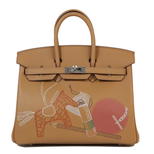HERMÈS Limited Edition Birkin 25 In & Out handbag in Biscuit Swift ...