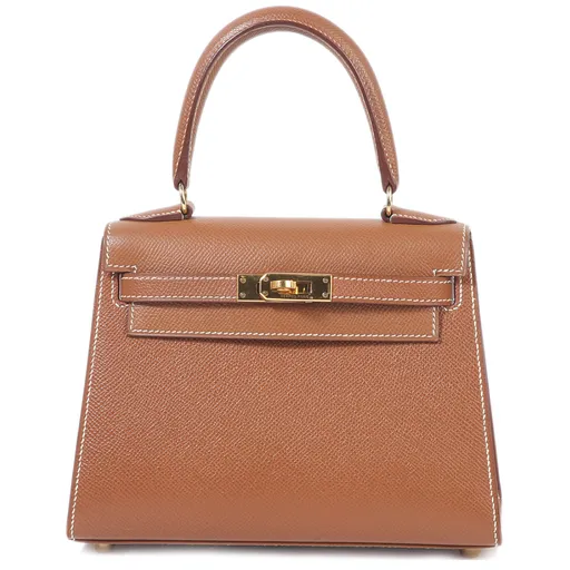 Very Good ( Rank A) HERMÈS Vintage Mini Kelly 20 Bleu France (71) Gold ...