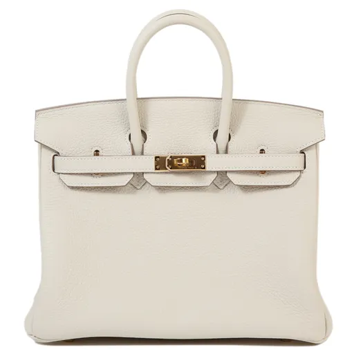 HERMÈS Birkin 25 handbag in Craie Togo leather with Gold hardware