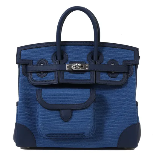 HERMÈS Limited Edition Birkin Cargo 25 handbag in Navy and Bleu Egee ...