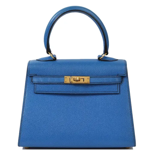 HERMÈS Vintage Mini Kelly 20 shoulder bag in Blue France Courchevel ...