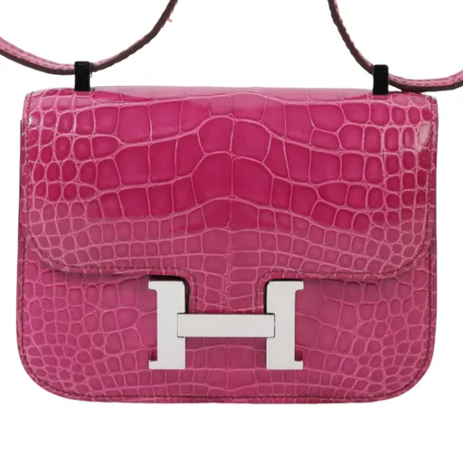 HERMÈS Shiny Alligator Micro Constance 14 crossbody bag in Fuchsia with ...