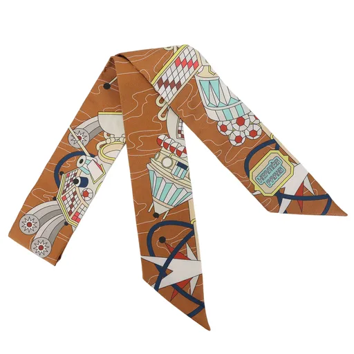 Unused ( Rank NS ) HERMÈS Twilly De l'Ombrelle aux Duels Pink Blue Silk