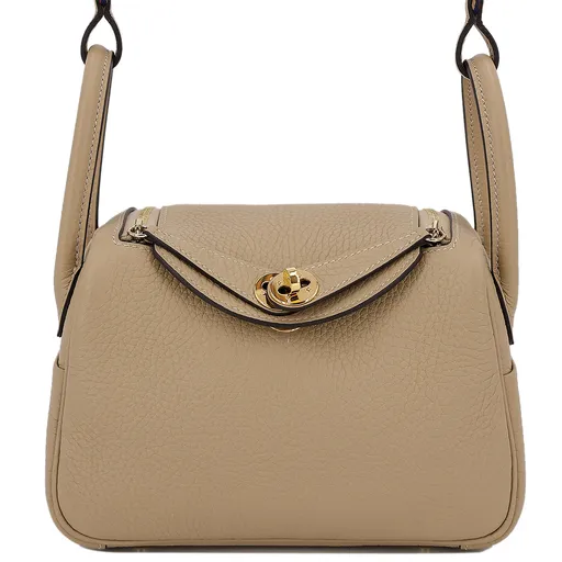 HERMÈS Mini Lindy shoulder bag in Trench Clemence leather with Gold ...