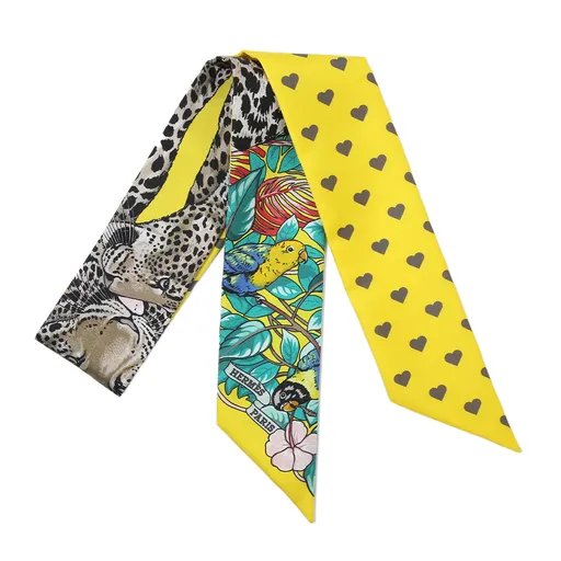 HERMÈS Twilly Jungle Love Love in Yellow Silk