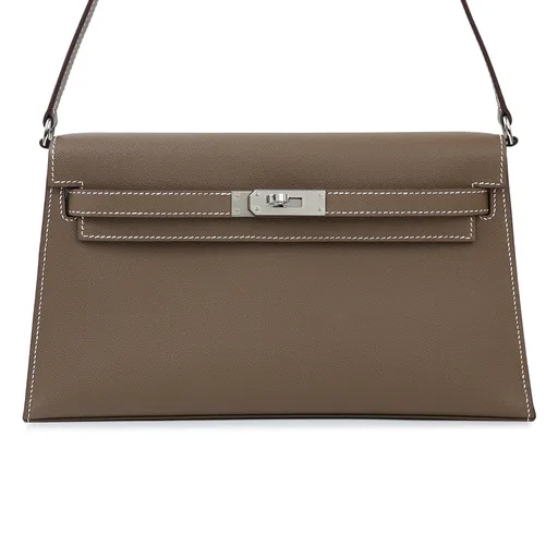 HERMÈS Kelly Elan Shoulder Bag in Etoupe Epsom leather with Palladium ...