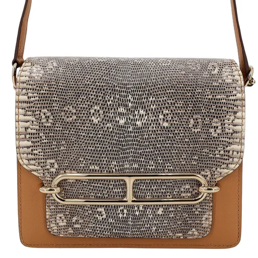 HERMÈS Lizard Roulis Mini Touch shoulder bag in Ombre and Caramel ...