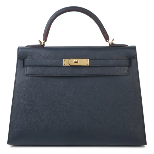 HERMÈS Limited Edition Kelly 32 Contour Sellier handbag in Blue Indigo ...