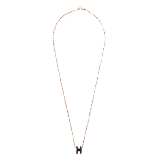 HERMÈS Mini Pop H pendant Black lacquered metal with Rose Gold hardware