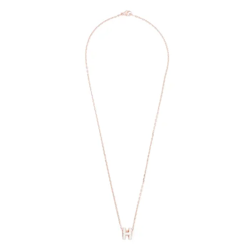 HERMÈS Mini Pop H pendant White lacquered metal with Rose Gold hardware