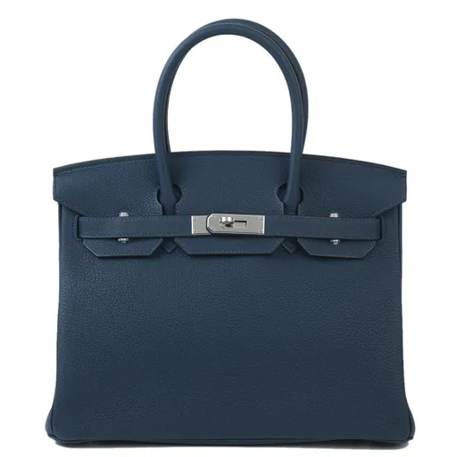 HERMÈS Birkin 30 handbag in Deep Blue Togo leather with Palladium hardware