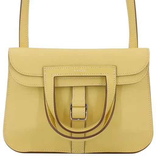 HERMÈS Halzan Mini shoulder bag in Jaune Poussin Swift leather with ...