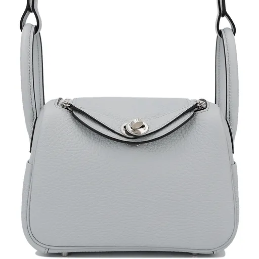 HERMÈS Mini Lindy shoulder bag in Blue Pale Clemence leather with ...
