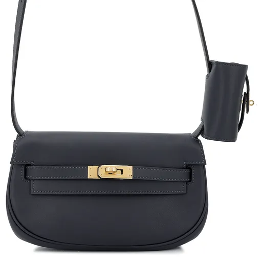 HERMÈS Kelly Moove shoulder bag in Caban Swift leather with Gold hardware