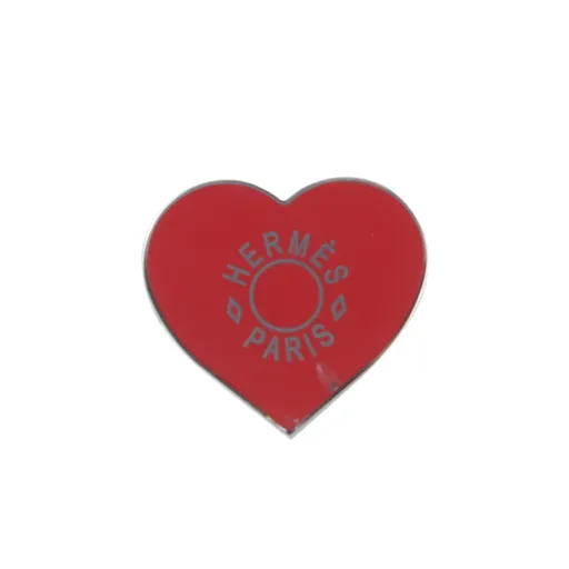 HERMÈS Scarf Ring "Coeur Laque" in Red with Palladium hardware