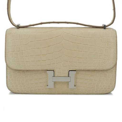 HERMÈS Matte Niloticus Crocodile Constance Elan shoulder bag in Beton ...