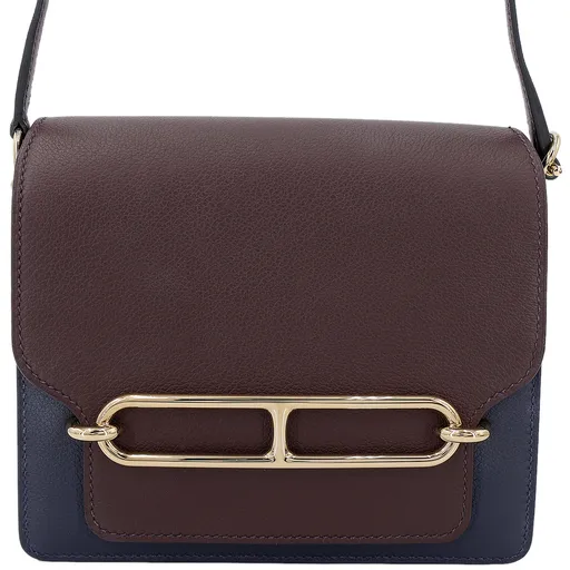 HERMÈS Roulis Mini shoulder bag in Blue Nuit and Rouge Sellier ...
