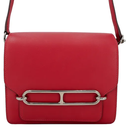 HERMÈS Roulis Mini shoulder bag in Rouge Piment Allegro leather with ...