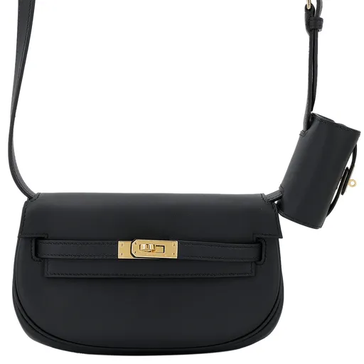 HERMÈS Kelly Moove shoulder bag in Black Swift leather with Gold hardware