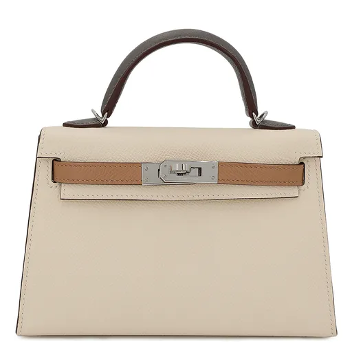HERMÈS Mini Kelly II handbag in Nata, Chai and Gris Meyer Epsom leather ...