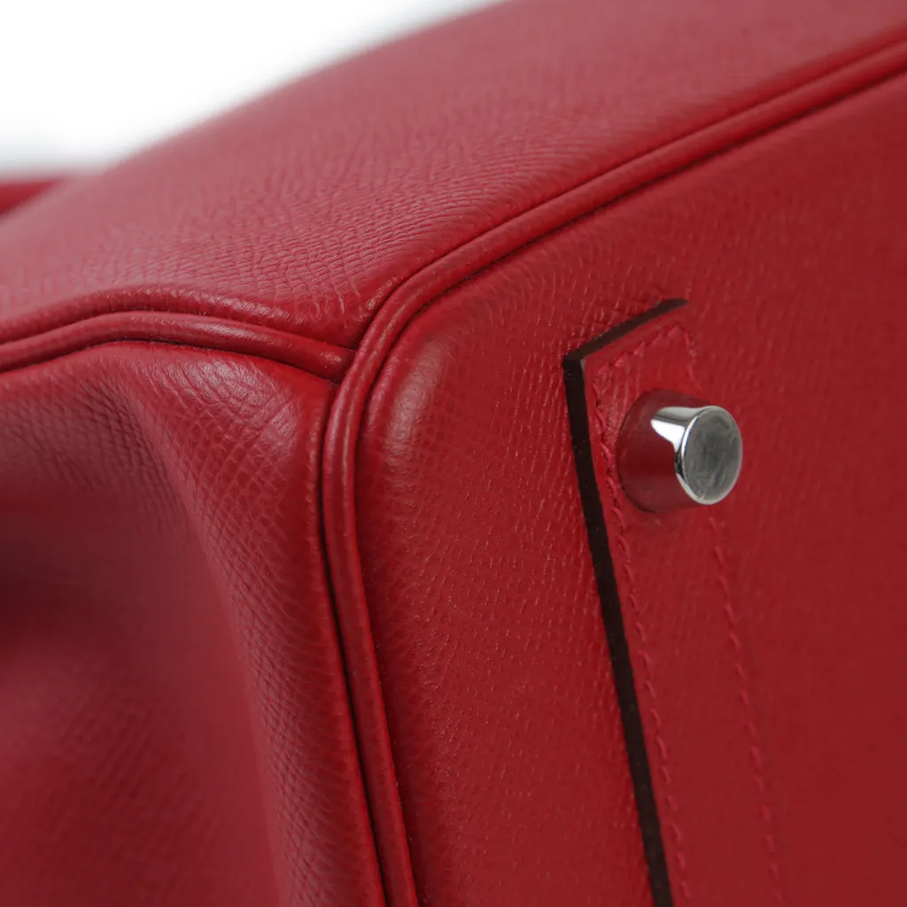 Very Good ( Rank A) HERMÈS Birkin 30 Rouge Casaque (Q5) Epsom Palladium ...