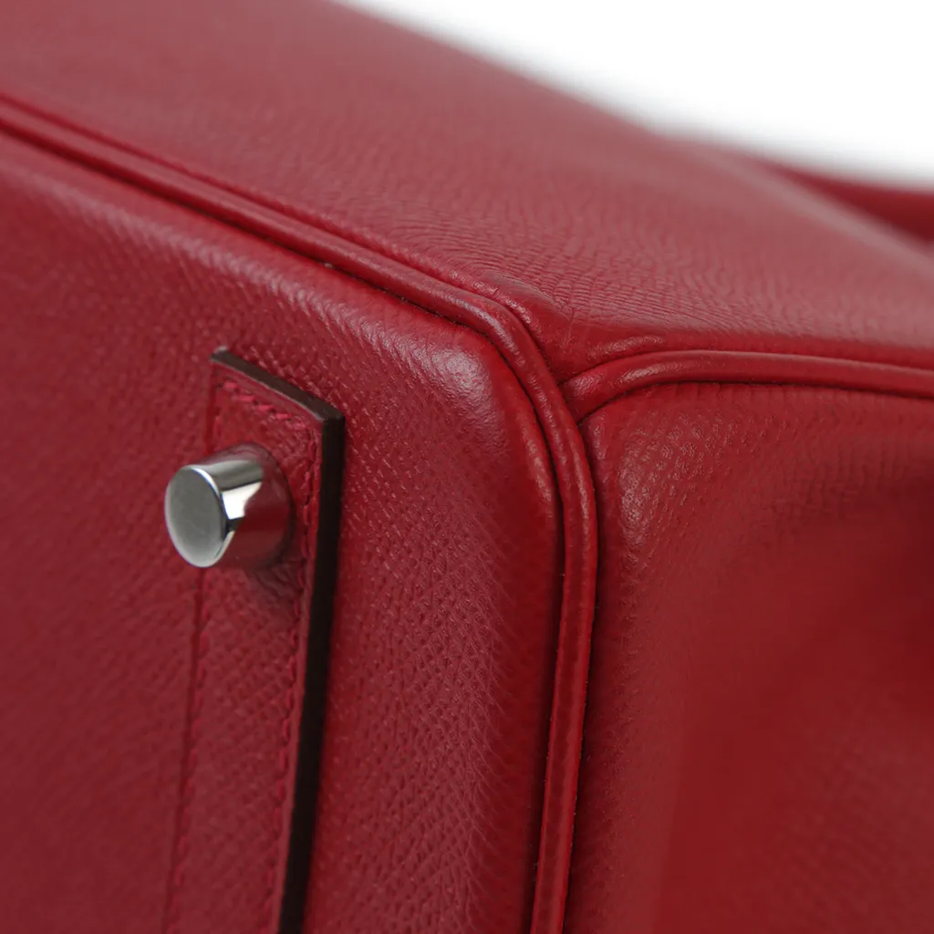 Very Good ( Rank A) HERMÈS Birkin 30 Rouge Casaque (Q5) Epsom Palladium ...