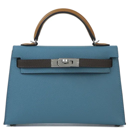 Unused ( Rank NS ) HERMÈS Mini Kelly II Ebene (46) Sesame (2S) New Bleu ...