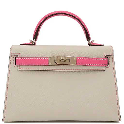Brand New ( Rank N ) HERMÈS Special Order Mini Kelly II Craie (10) Rose ...