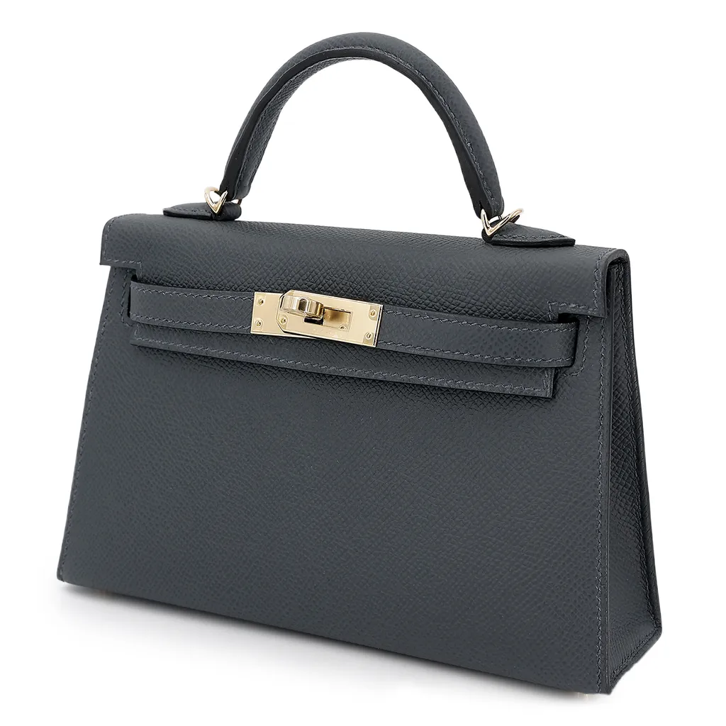 Brand New ( Rank N ) HERMÈS Mini Kelly II Gris misty (H0) Epsom ...