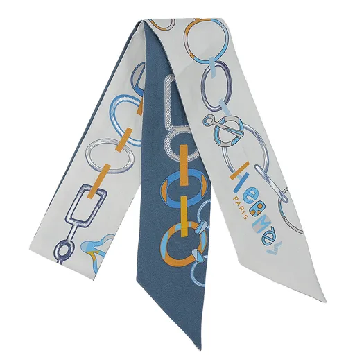 Very Good ( Rank A) HERMÈS Twilly de les buckle in Blue Silk