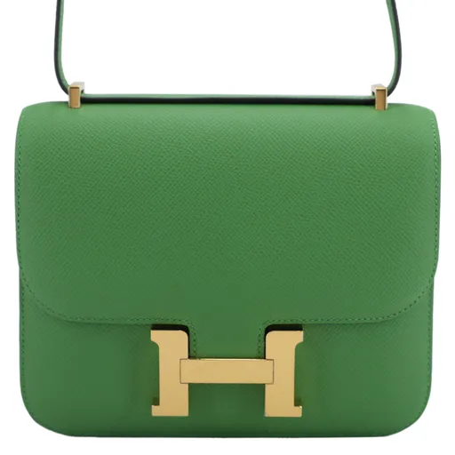 Brand New ( Rank N ) HERMÈS Constance Mini Vert Yucca (A8) Epsom Gold ...