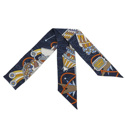 Brand New ( Rank N ) HERMÈS Twilly La Source de Pegase Blue Silk