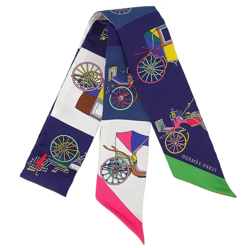 Brand New ( Rank N ) HERMÈS Twilly La Source de Pegase Blue Silk