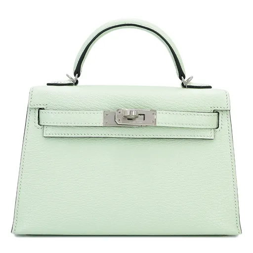 Brand New ( Rank N ) HERMÈS Mini Kelly II Vert Fizz (0S) Chevre ...