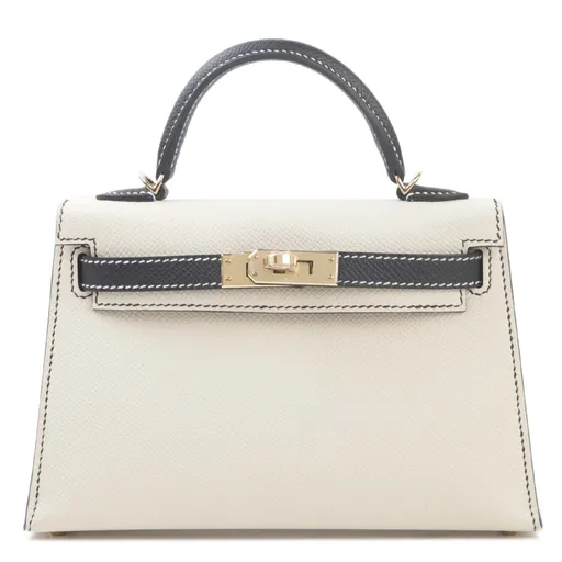 Very Good ( Rank A) HERMÈS Special Order Mini Kelly II Craie (10) Black ...