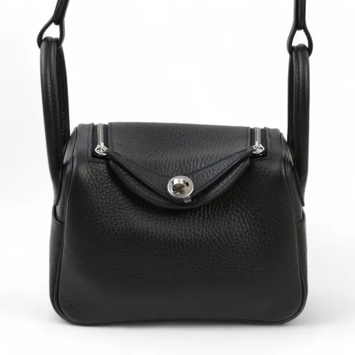Brand New ( Rank N ) HERMÈS Mini Lindy Black (89) Clemence Palladium ...