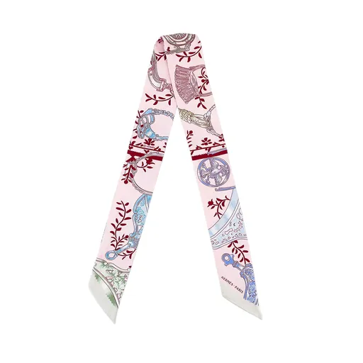 Brand New ( Rank N ) HERMÈS Twilly Etriers Remix Pink Silk