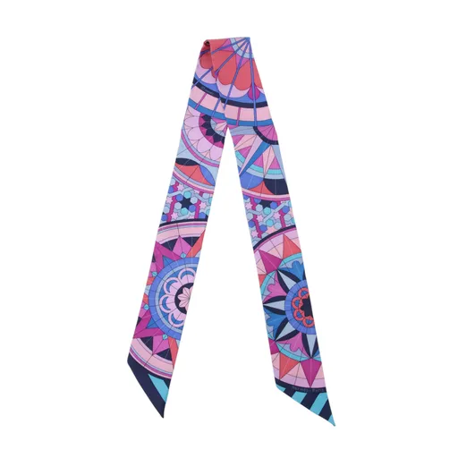 Excellent ( Rank SA ) HERMÈS Twilly rose de compas Blue Red Silk